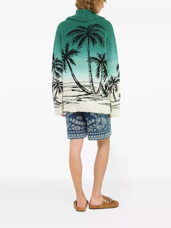 Alanui Wave Bloom Cardigan - Green