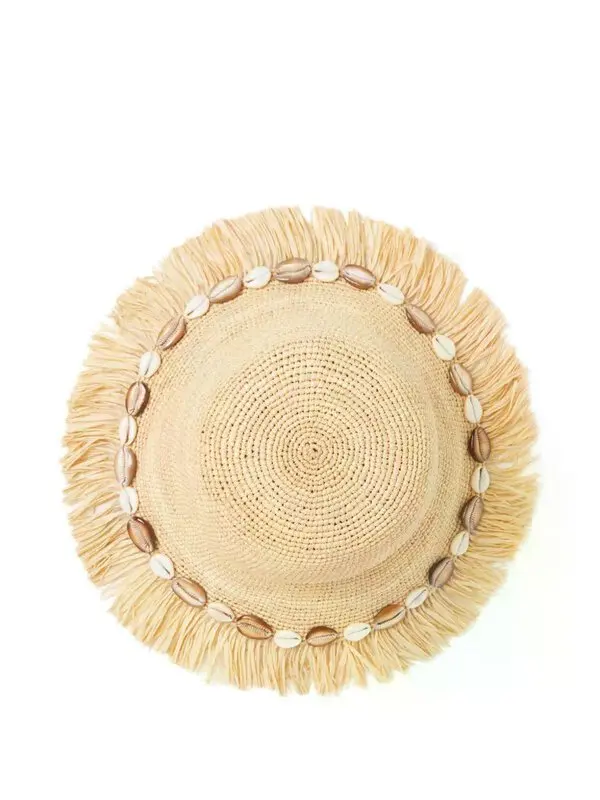 Alanui Fringed Hat With Shell Details - Neutrals
