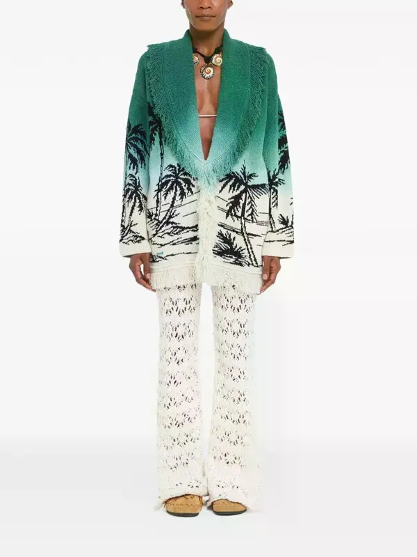 Alanui Wave Bloom Fringed Cardigan-coat