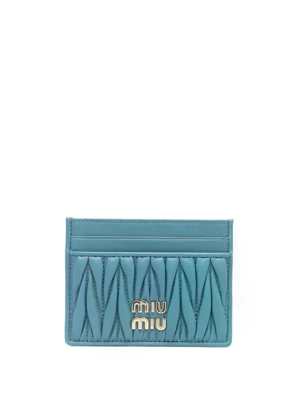 Miu Miu Matelassé Nappa Leather Card Holder - Blue