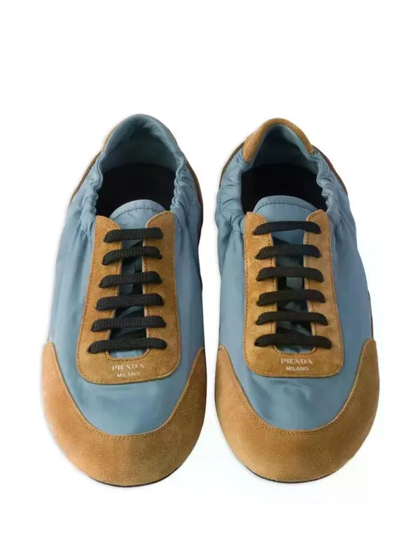 Prada Re-nylon And Suede Lace-up Sneakers - Brown
