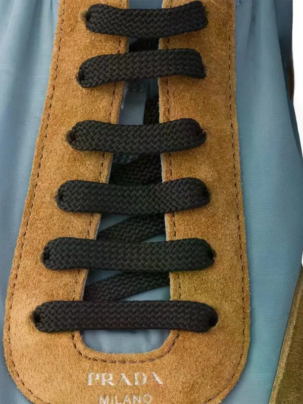 Prada Re-nylon And Suede Lace-up Sneakers - Brown