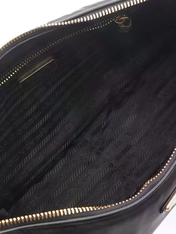 Prada 2013-2025 Leather And Tessuto Shoulder Bag - Black