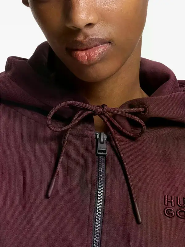 Hugo Logo Zip Hoodie - Red