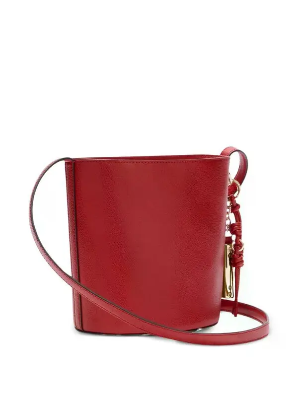 Furla Leather Bucket Bag With Charm - Red