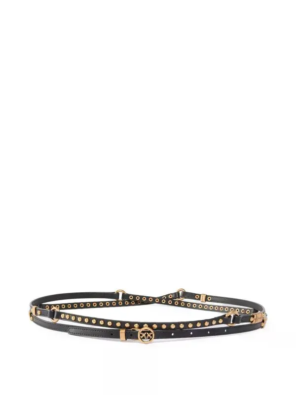Pinko Eyelet Studded Leather Belt - Black