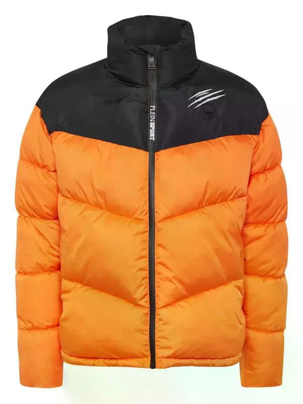 PLEIN SPORT Colour-block Chevron Padded Jacket - Orange