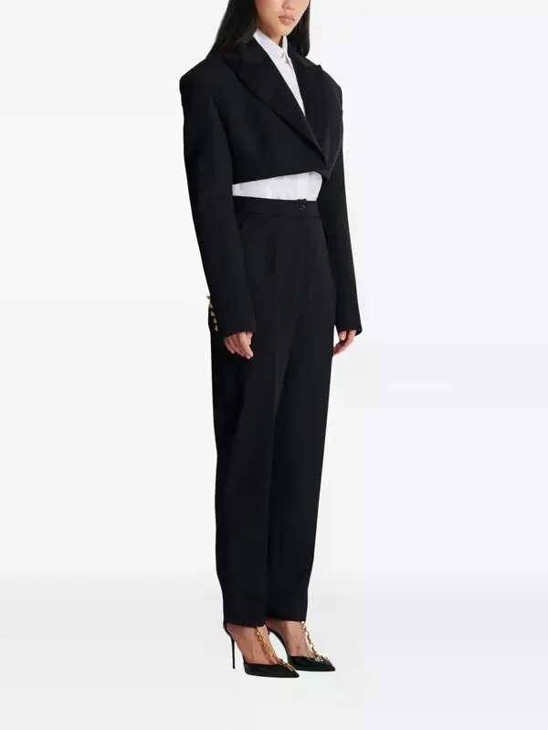 Balmain Grain-de-poudre Crop Jacket