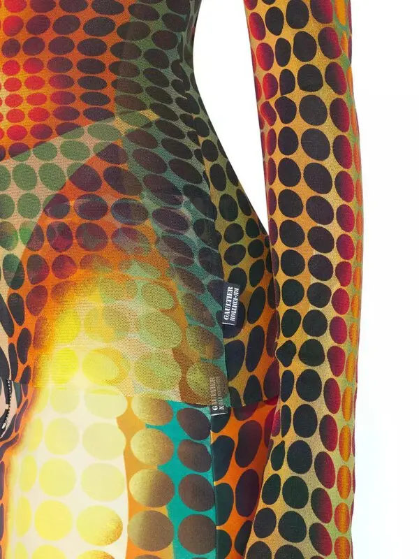 JEAN PAUL GAULTIER Long-sleeve Dots Mesh Top - Yellow