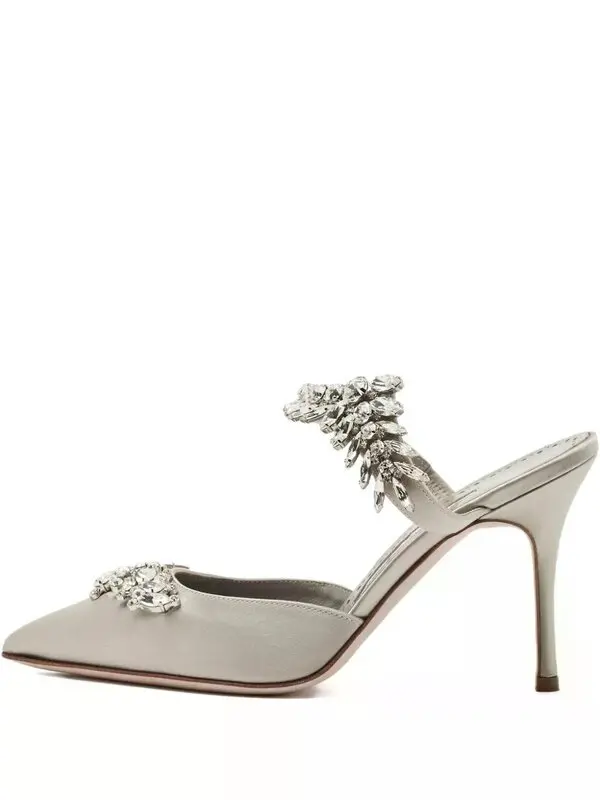 Manolo Blahnik Lurum Heeled Mules - Grey