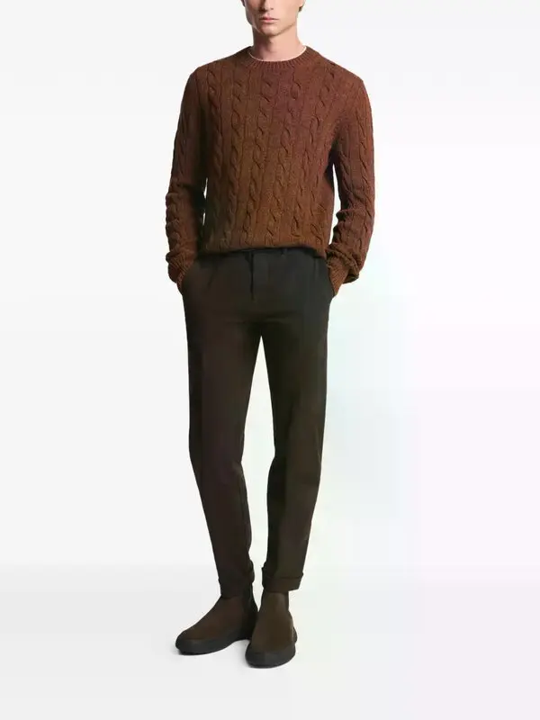 FAY Cable-knit Crew-neck Sweater - Brown