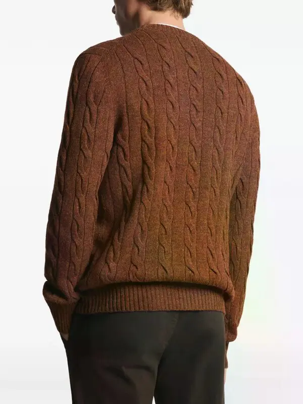 FAY Cable-knit Crew-neck Sweater - Brown