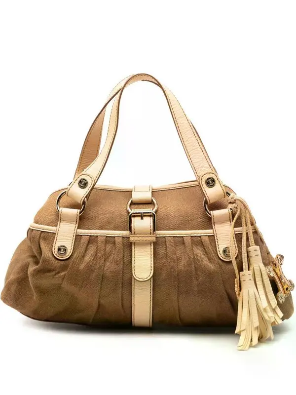 Celine 2000-2025 Canvas Boogie Tassel Tote Bag - Brown