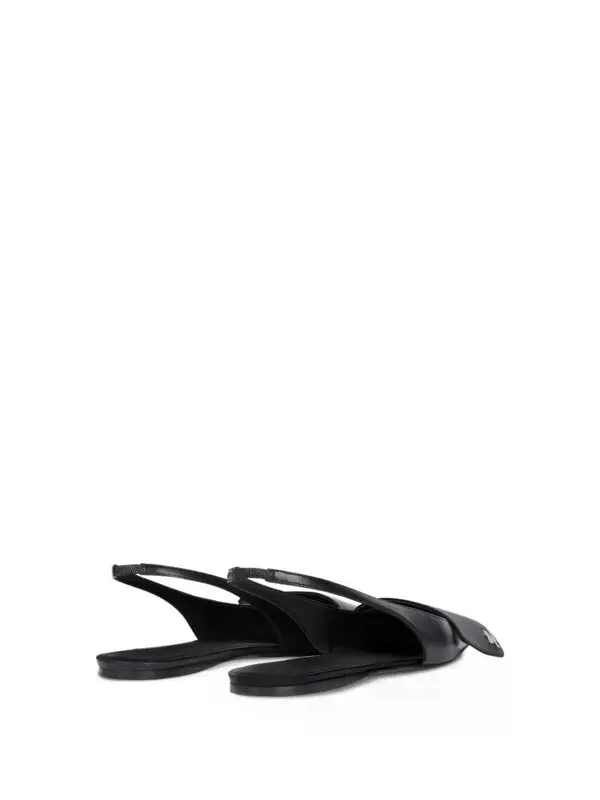 COURREGES Leather Slingback Ballet Flats - Black