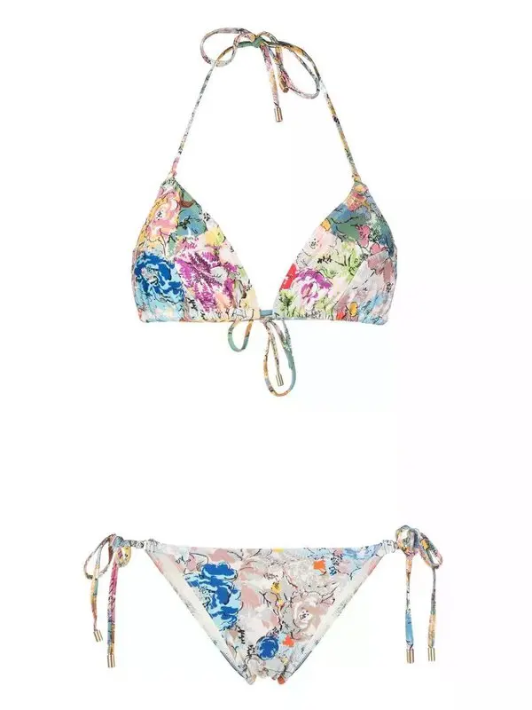 Zimmermann Clover Floral-print Bikini - Neutrals