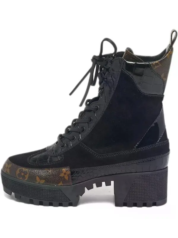 LOUIS VUITTON Leather Monogram Ankle Boots