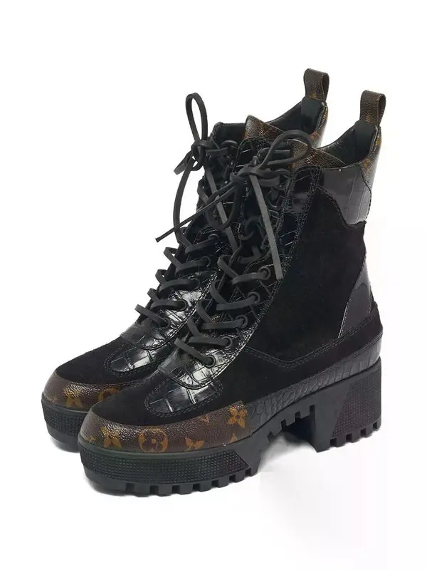 LOUIS VUITTON Leather Monogram Ankle Boots