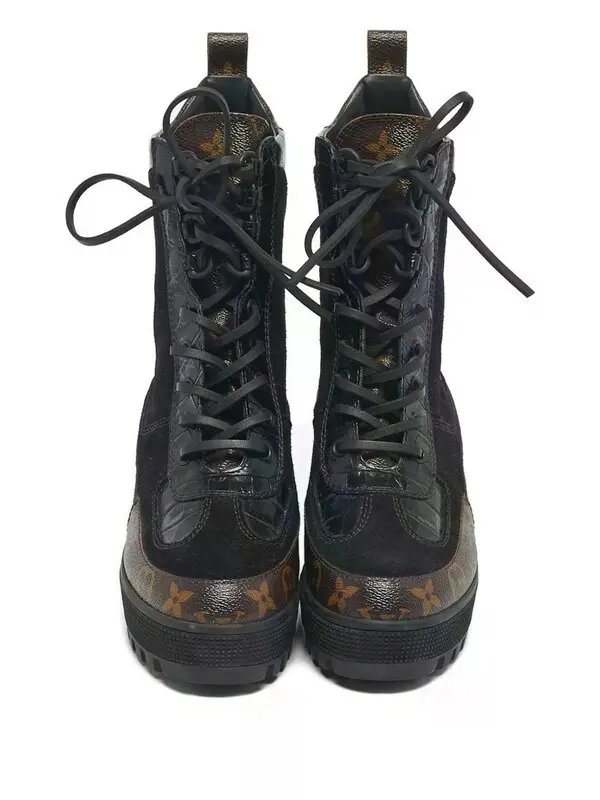 LOUIS VUITTON Leather Monogram Ankle Boots
