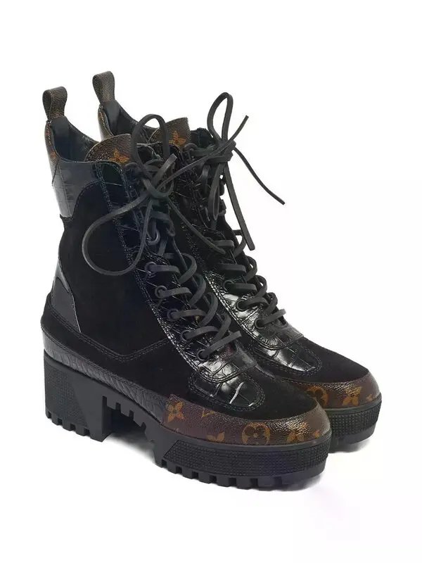 LOUIS VUITTON Leather Monogram Ankle Boots
