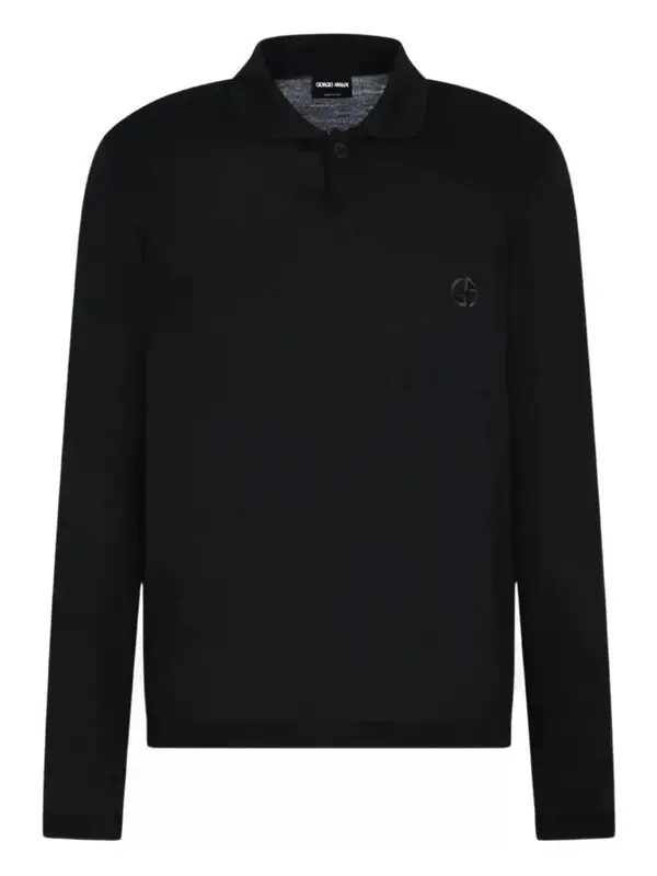 Giorgio Armani Long-sleeved Polo Sweater - Black