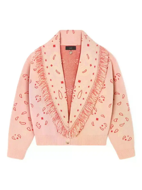 Alanui Bandana Jacquard Knit Cardigan - Pink