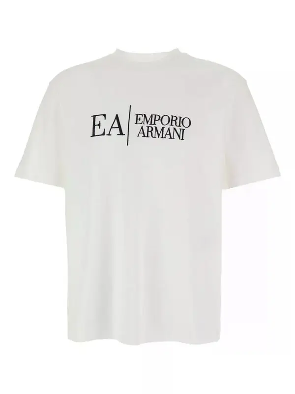 Emporio Armani Crew-neck Logo-embroidery T-shirt - White
