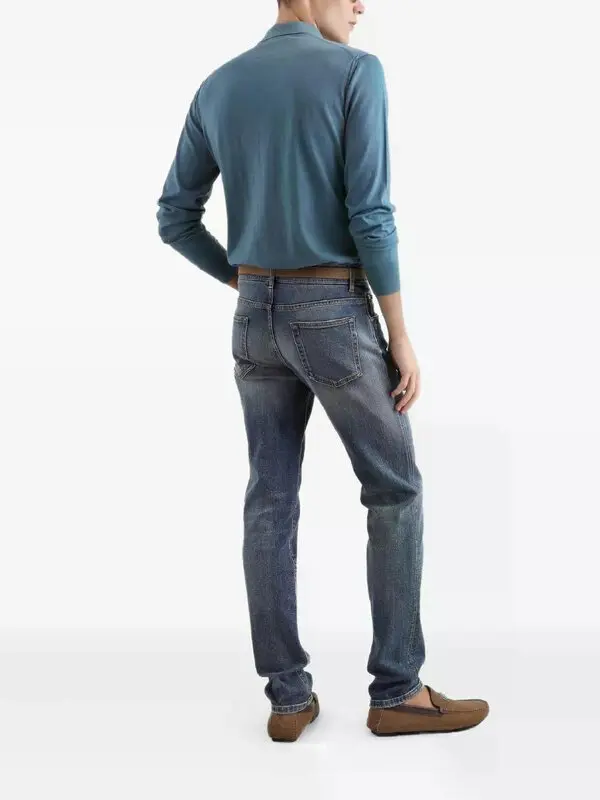 Dolce & Gabbana Long-sleeve Knitted Polo Shirt - Blue