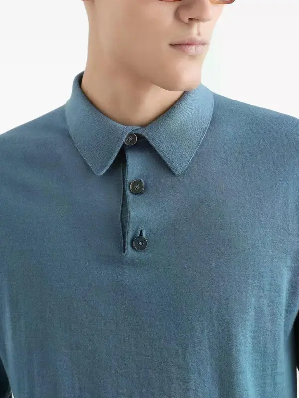 Dolce & Gabbana Long-sleeve Knitted Polo Shirt - Blue