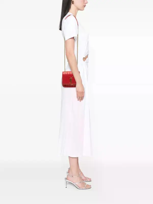 Saint Laurent Small Lambskin Monogram Vicky Chain Crossbody Bag - Red