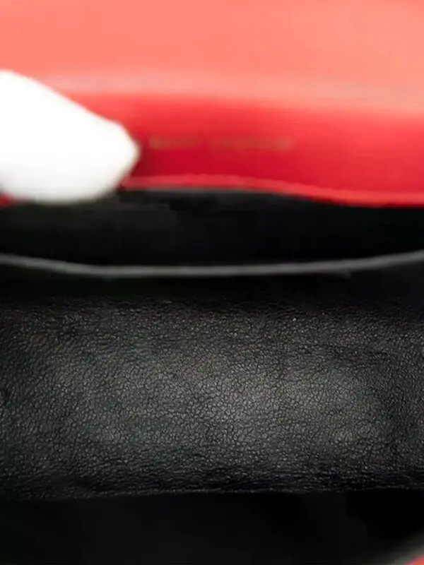 Saint Laurent Small Lambskin Monogram Vicky Chain Crossbody Bag - Red