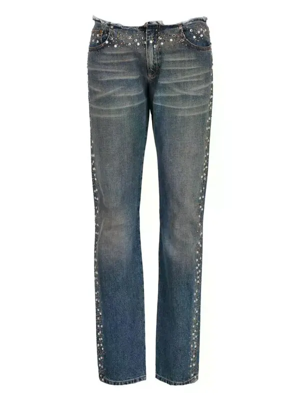 VOYAGE ET CIE Gem Embellished Straight Leg Jeans
