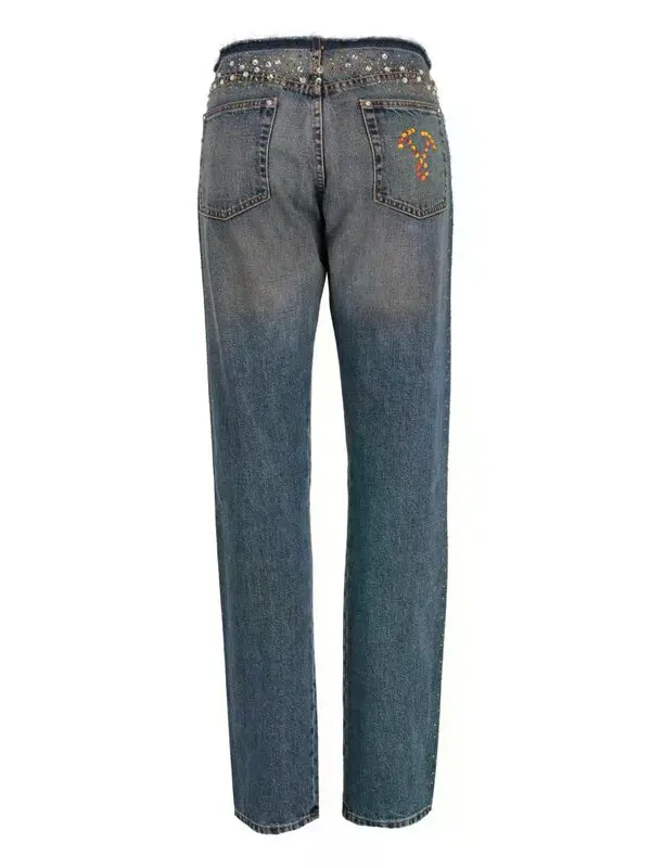 VOYAGE ET CIE Gem Embellished Straight Leg Jeans