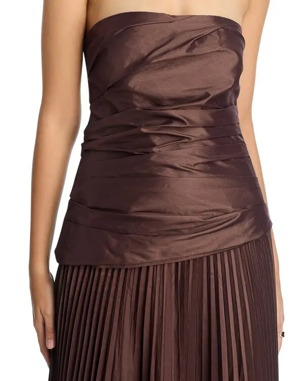 Simkhai Arie Strapless Bustier Midi Dress - Chocolate