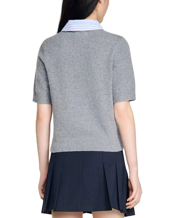 Sandro Theo Layered Look Sweater - Grey