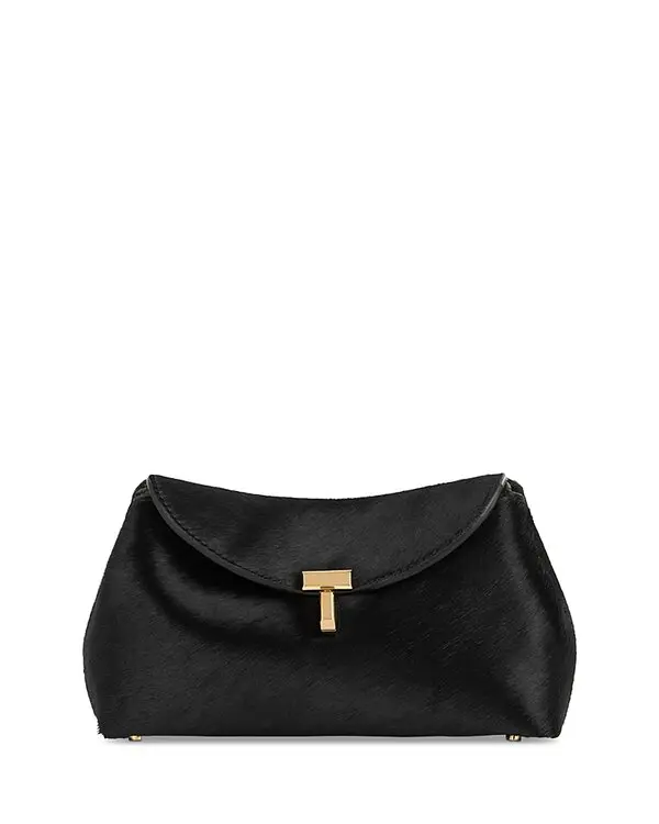 TOTEME T Lock Mini Calf Hair Clutch - Black