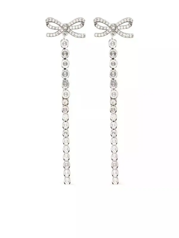 SELF-PORTRAIT Bow-embellished Drop Earrings - Silver