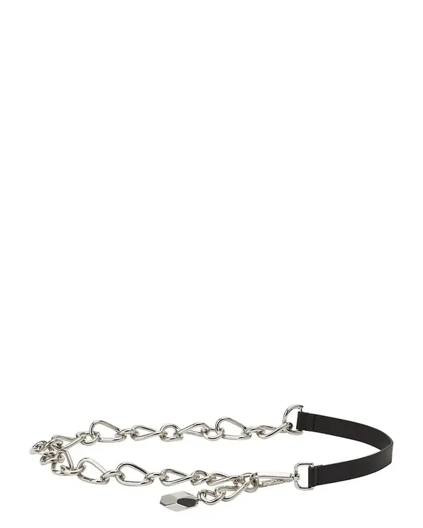 LANVIN Catch Leather And Metal Chain Belt - Argent/noir