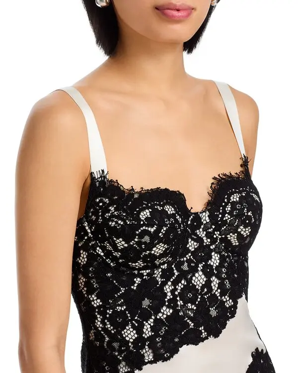 L'Agence Fenna Silk Lace Applique Dress