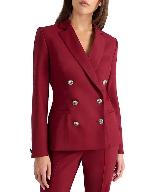 Santorelli Quinn Double-breasted Virgin Wool-stretch Jacket - Bordeaux