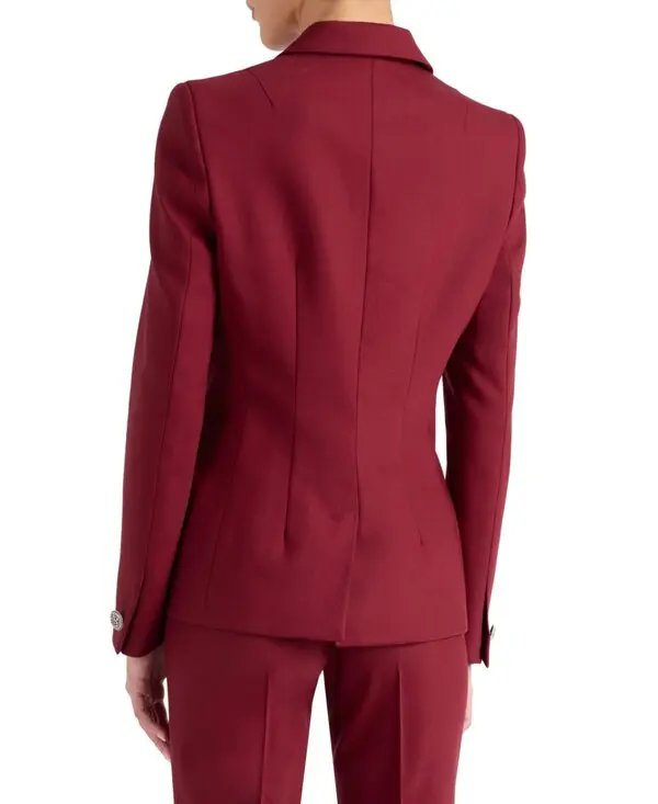 Santorelli Quinn Double-breasted Virgin Wool-stretch Jacket - Bordeaux