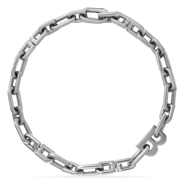 Balenciaga B Chain Thin Necklace - Silver