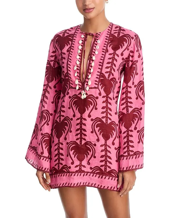 Johanna Ortiz Linen Savannah Tunic Dress - Pink/cherry
