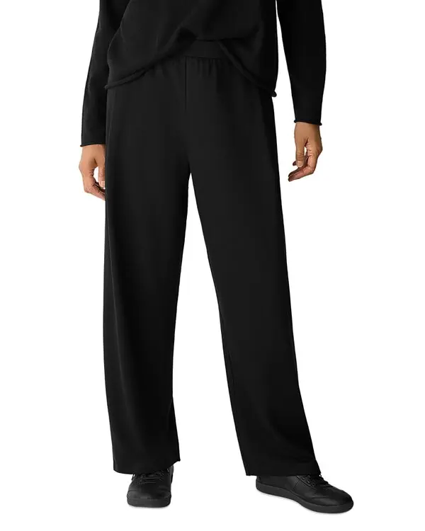 Eileen Fisher Brushed Terry Straight Ankle Pleated Pants