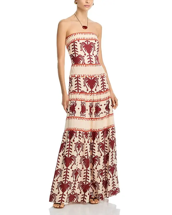 Johanna Ortiz Another Chance Linen Maxi Dress - Ecru/marsala