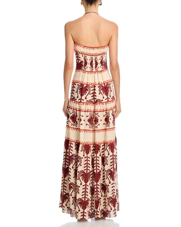Johanna Ortiz Another Chance Linen Maxi Dress - Ecru/marsala