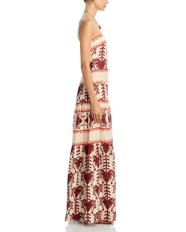Johanna Ortiz Another Chance Linen Maxi Dress - Ecru/marsala