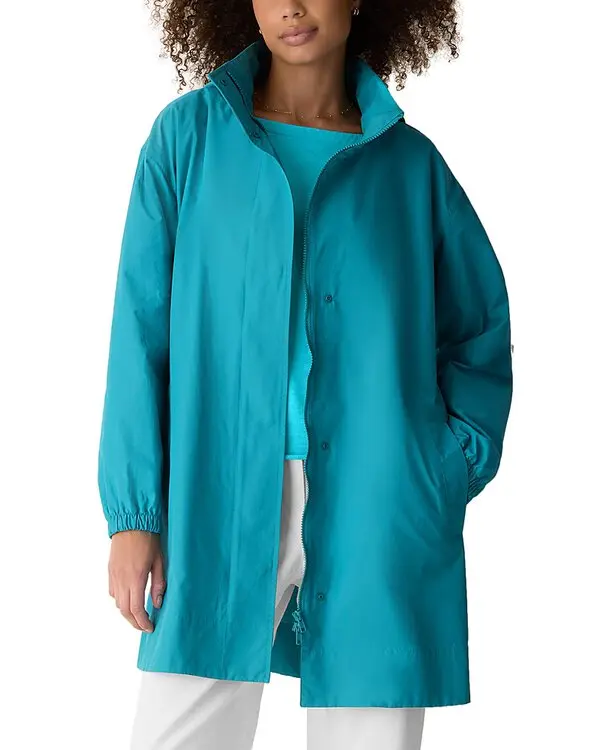 Eileen Fisher Stand Collar Long Coat - River