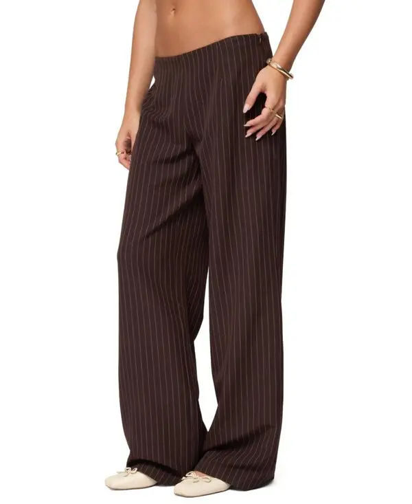 EDIKTED Kerie Pinstripe Low Rise Pants