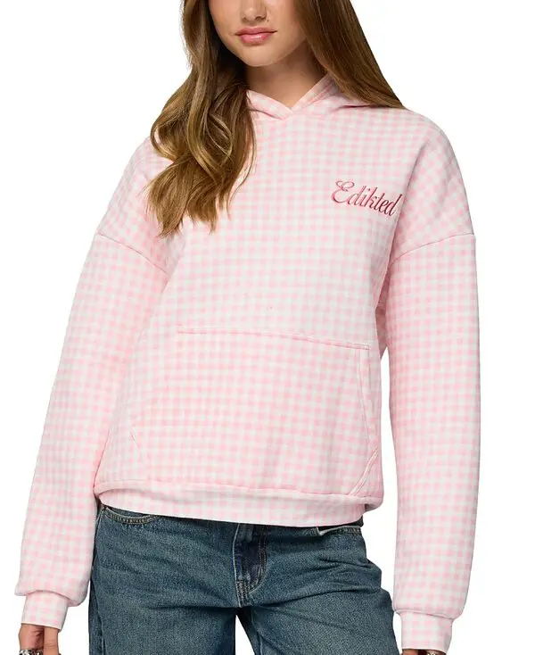 EDIKTED Gingham Oversized Hoodie