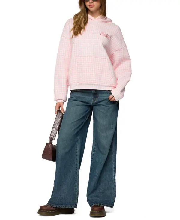 EDIKTED Gingham Oversized Hoodie